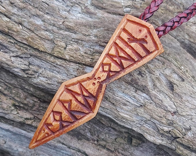 Viking Amulet Hand Carved Moose Antler Viking God Odin Spear Gungnir ...