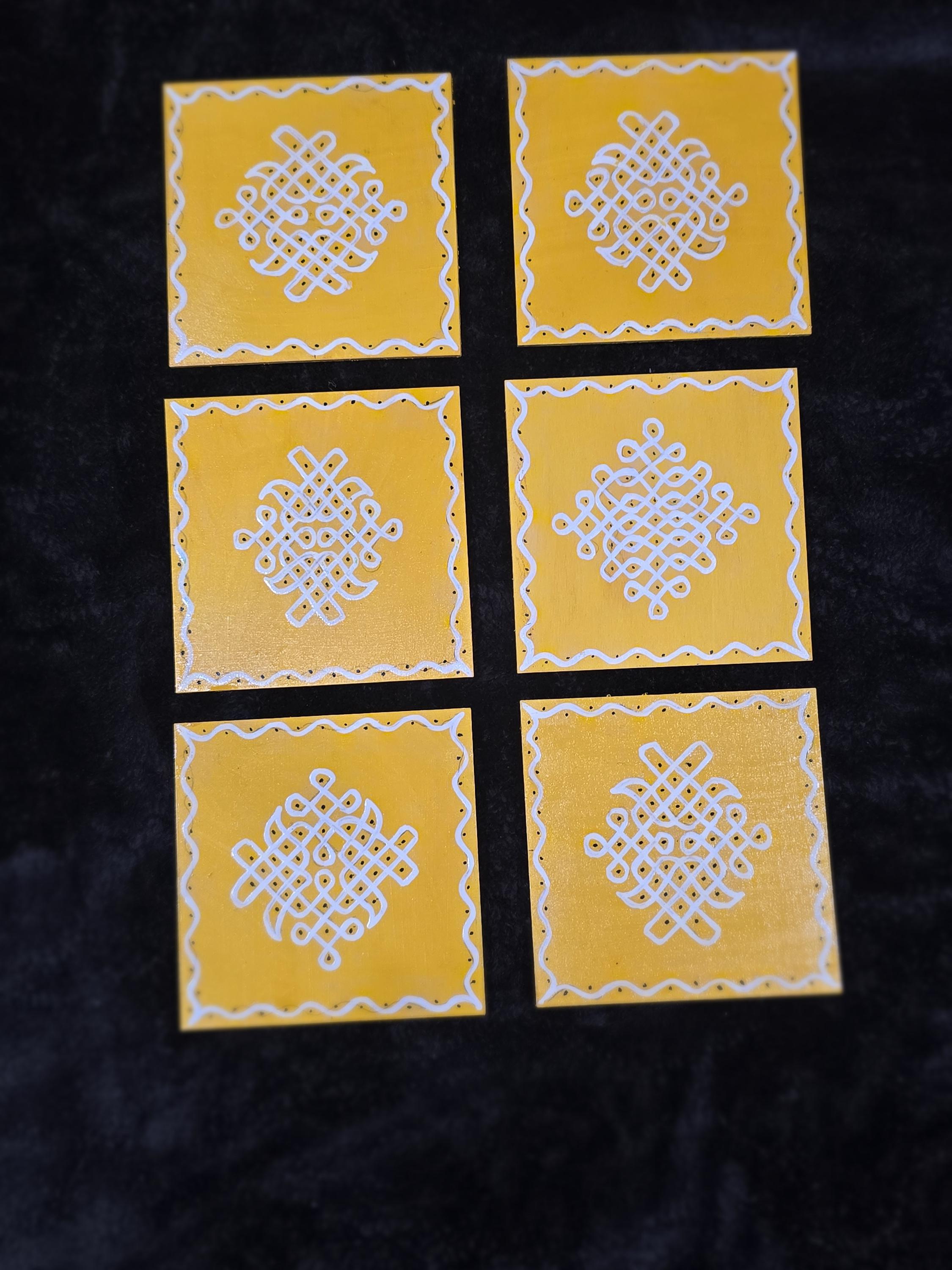 Mini Kolam Wooden Pooja Peetam: Hand-painted Festive Decor (5x5 Inch - Etsy