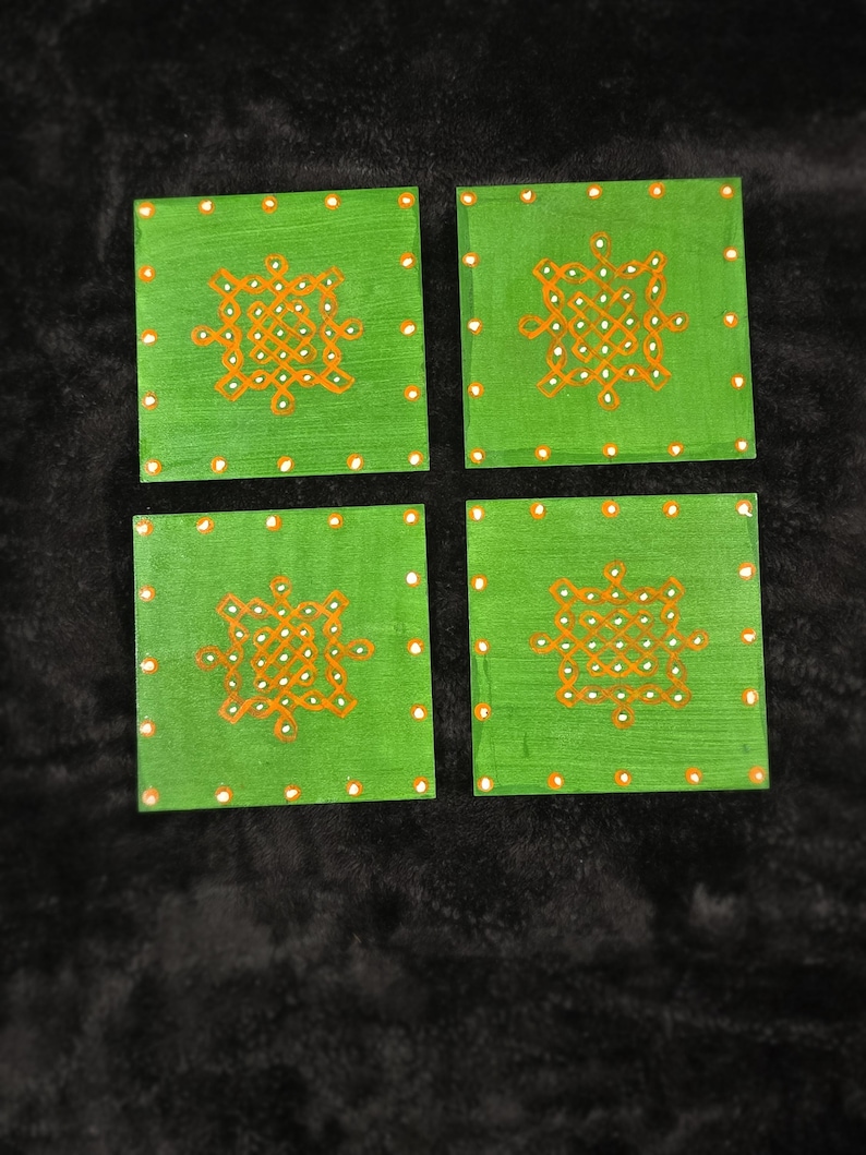 Mini Kolam Wooden Pooja Peetam: Hand-painted Festive Decor (5x5 Inch - Etsy