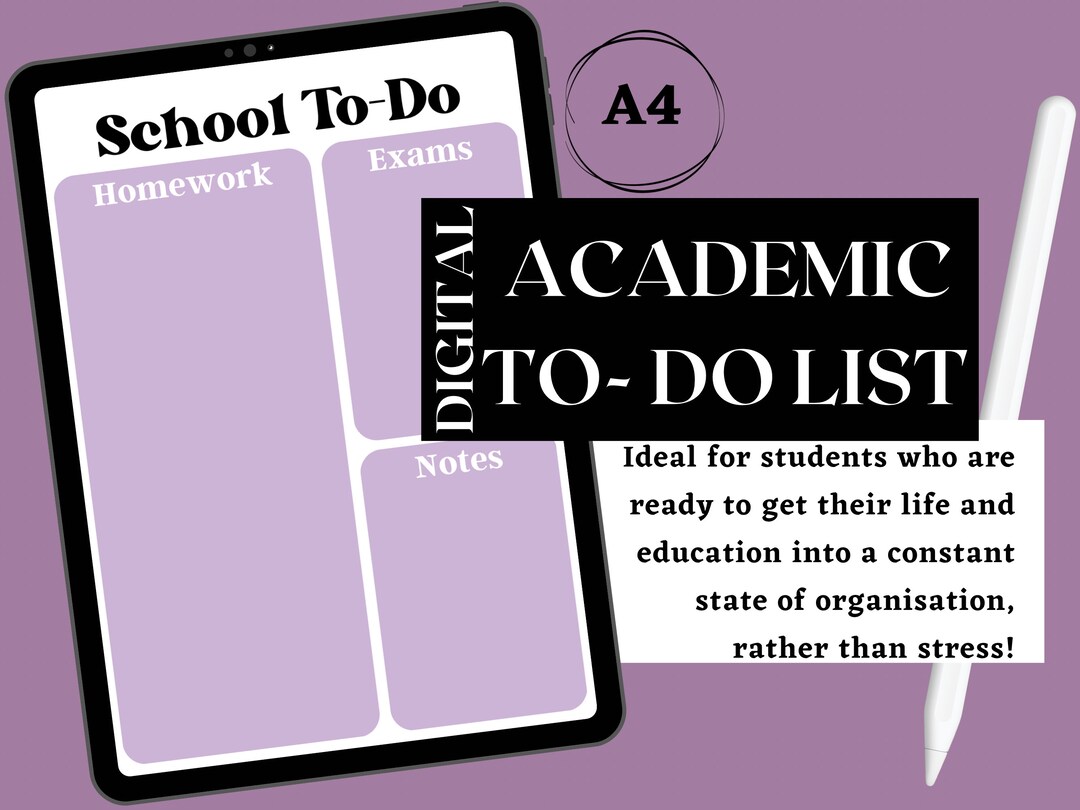 School Homework to Do List Digital and Printable A4 Checklist ...