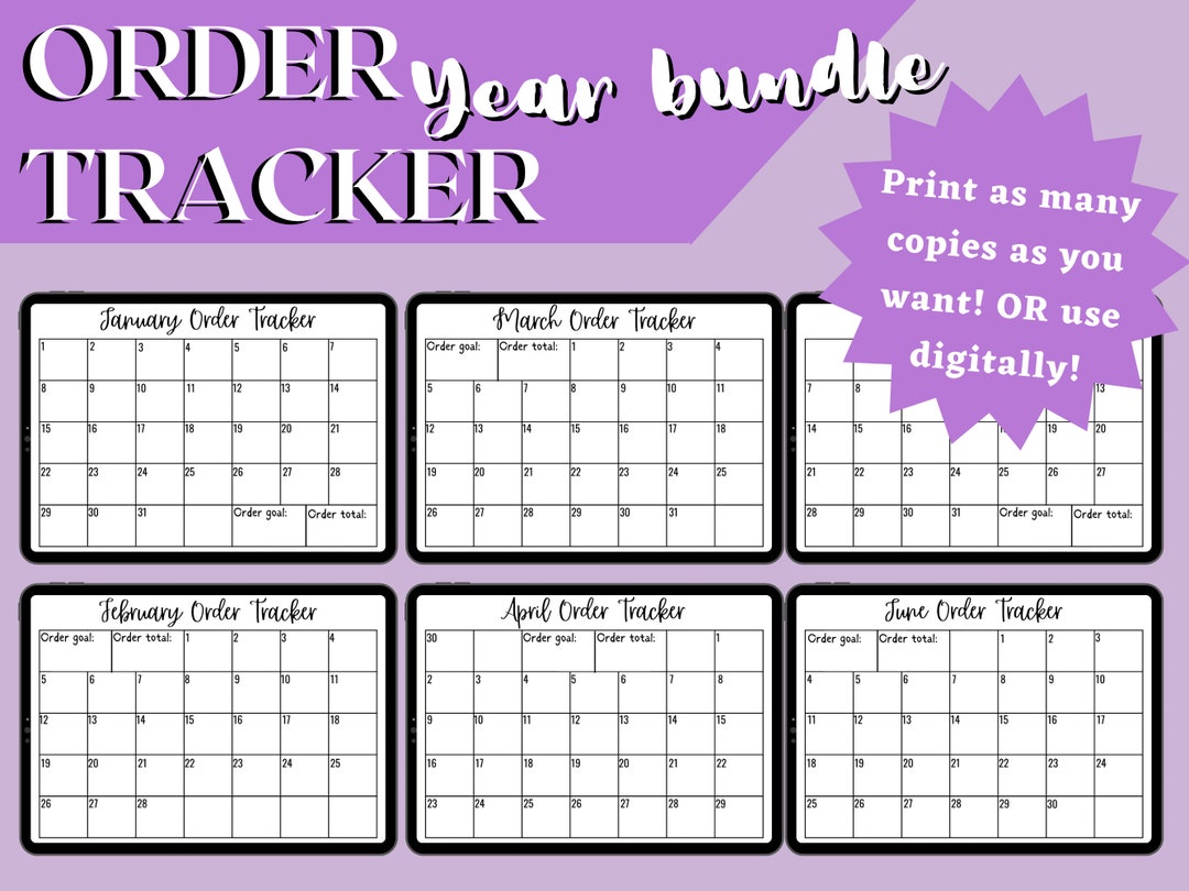 MONTHLY ORDER TRACKER for Year Digital and Printable A4 Downloadable ...
