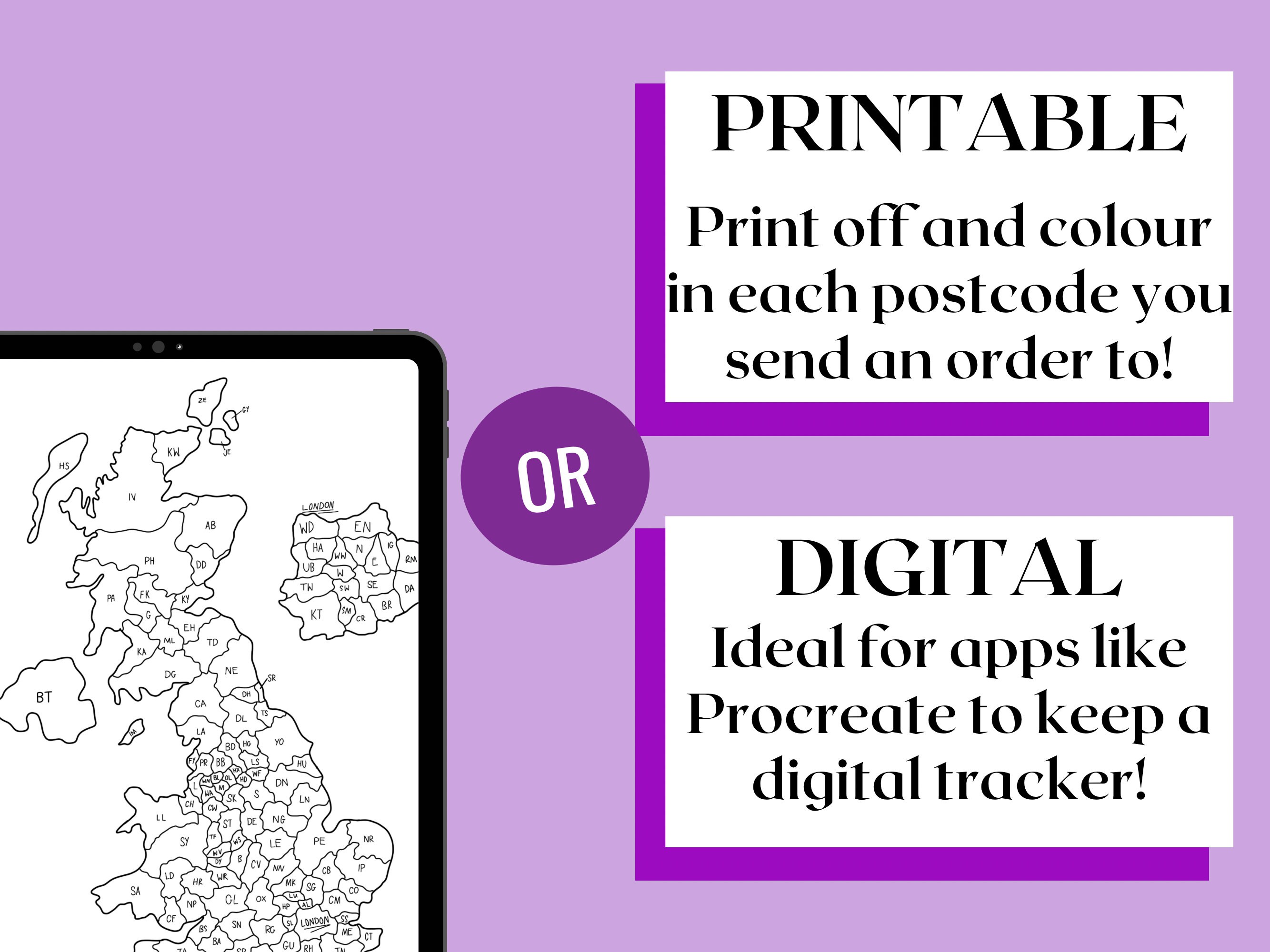 POSTCODE ORDER MAP Digital and Printable A4 Downloadable Order Tracker ...