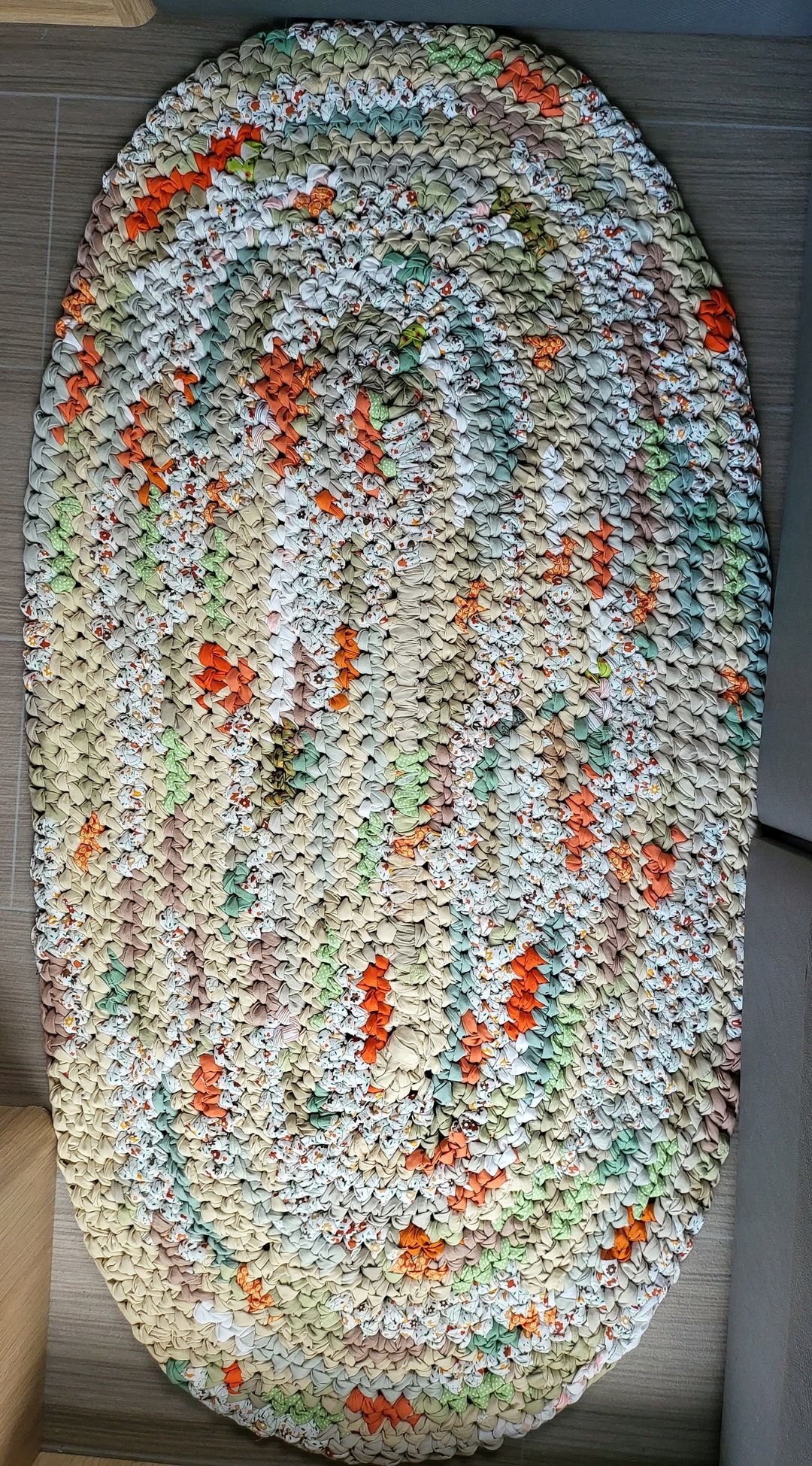 Handmade Crocheted Rag Rug 51 by 26 Inches Fall Autumn Colors Seasonal ...