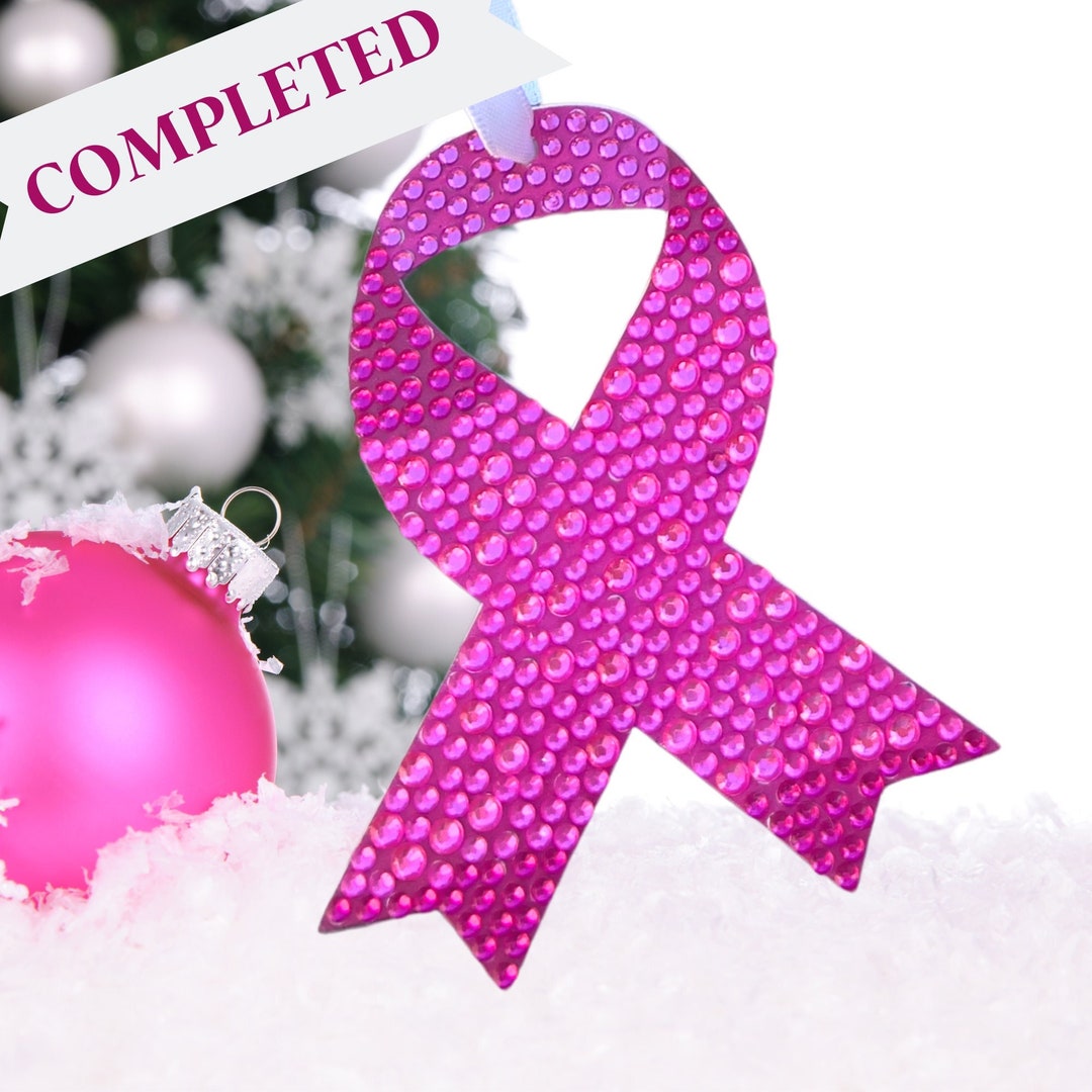 Breast Cancer Pink Ribbon Diamond Painting Ornament COMPLETED - Etsy