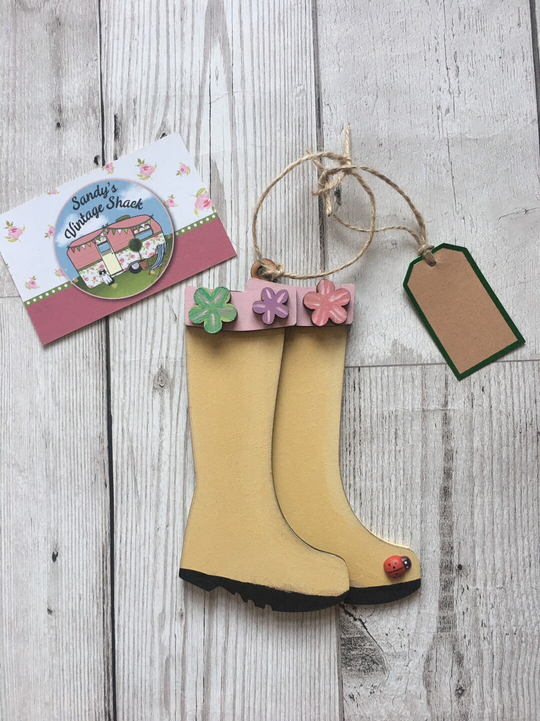 Wellie Boot Decoration,painted Vintage Wellington Boot Gift Tag ...