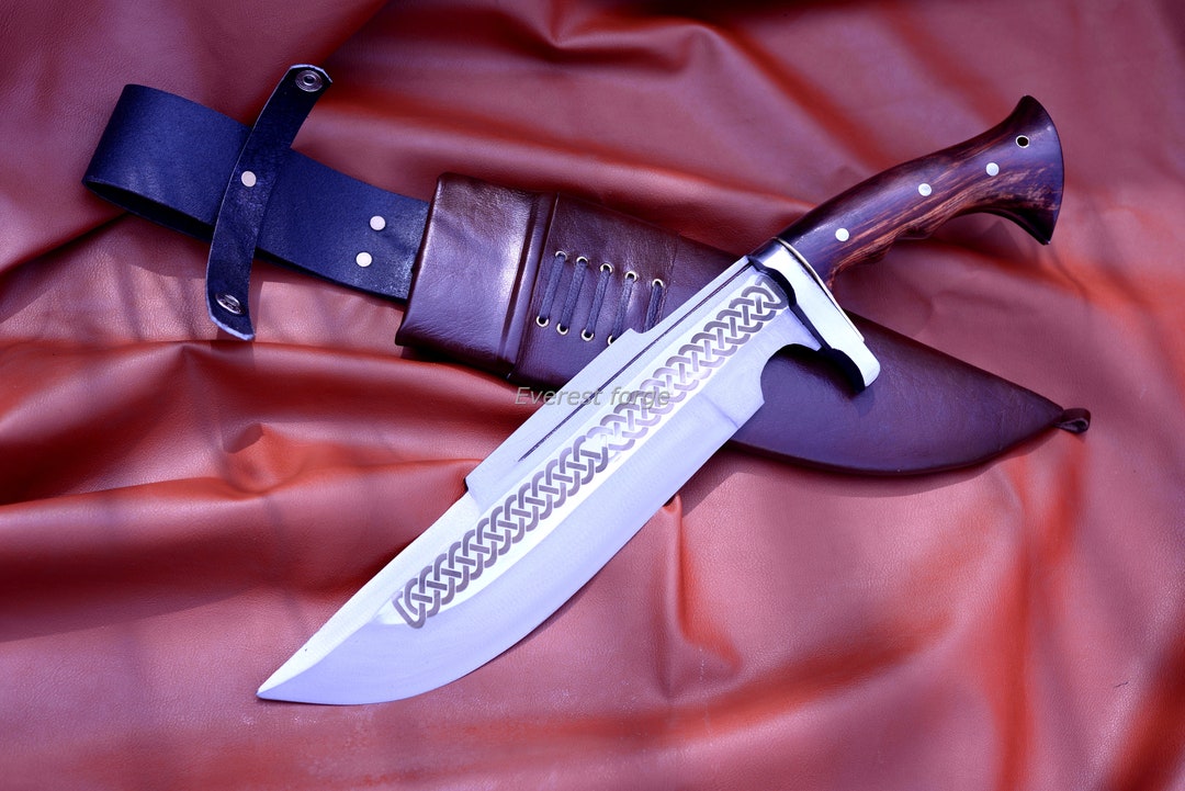 12 Inches Long Blade Large Bowie Knife-hand Forged Bowie Knife-tempered ...