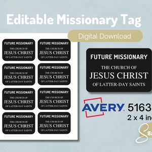LDS Missionary Tag Editable Avery Sticker Missionary Name Tag Download ...