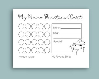 Kids Piano Practice Chart - Etsy