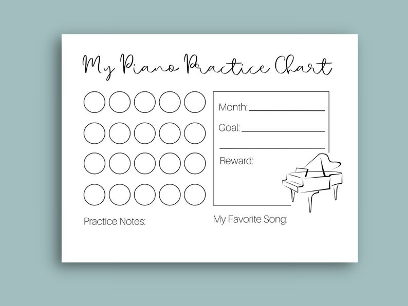 Piano Practice Chart Piano Practice for Kids Piano Teacher - Etsy