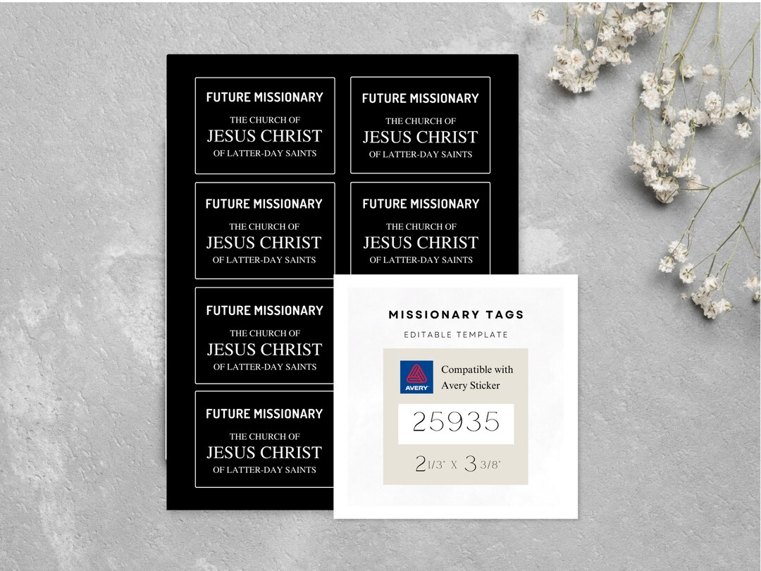 LDS Missionary Tag | Avery 25935 | Future Missionary | Missionary Name ...