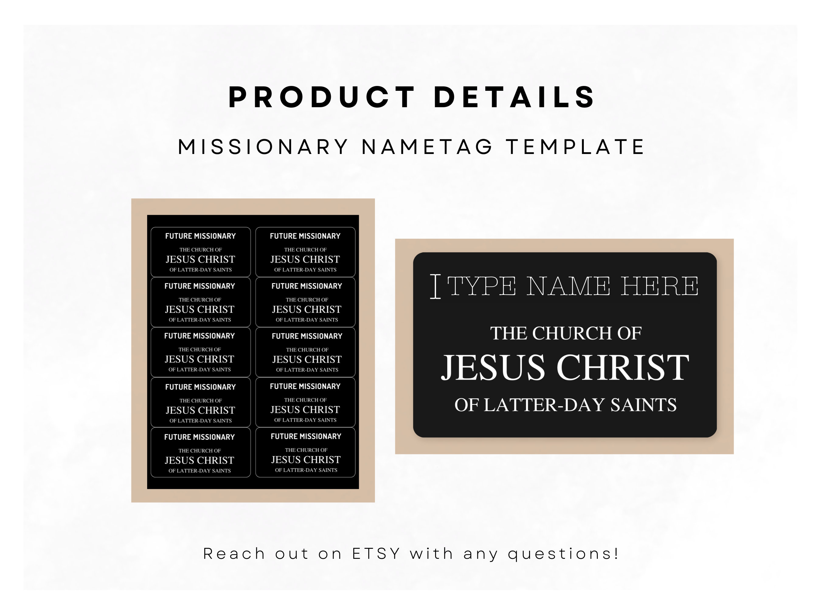 LDS Missionary Tag Editable | Avery Sticker 5163 | Missionary Name Tag ...