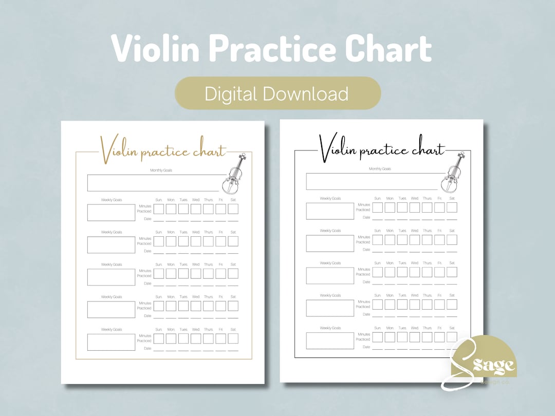 Violin Practice Chart Violin Practice for Kids Violin - Etsy