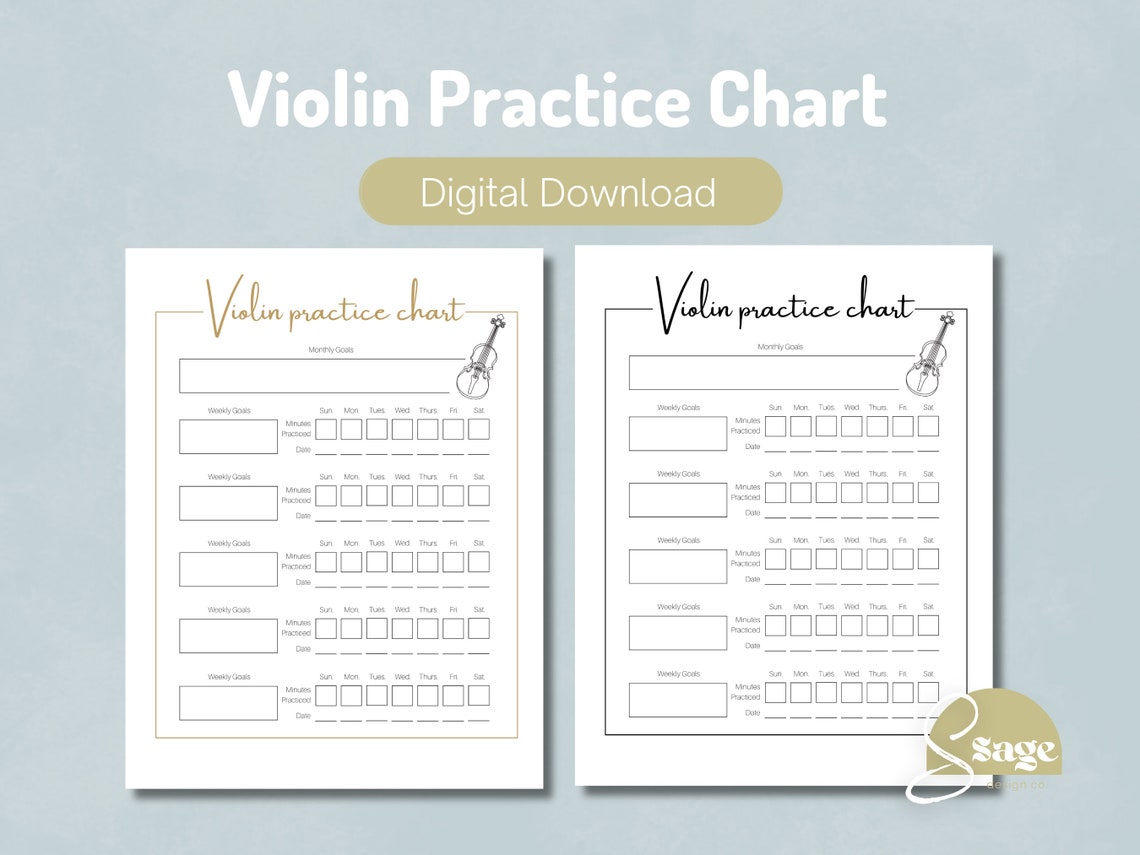 Violin Practice Chart Violin Practice for Kids Violin - Etsy