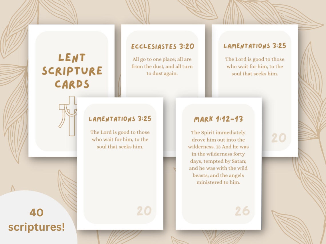 Lent and Holy Week Scripture Cards Lent Daily Bible Verse - Etsy