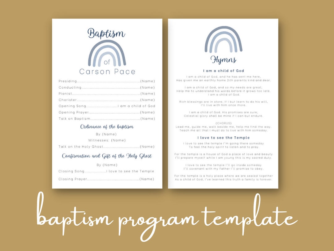 LDS Baptism Program Template Easy Baptism Template LDS - Etsy