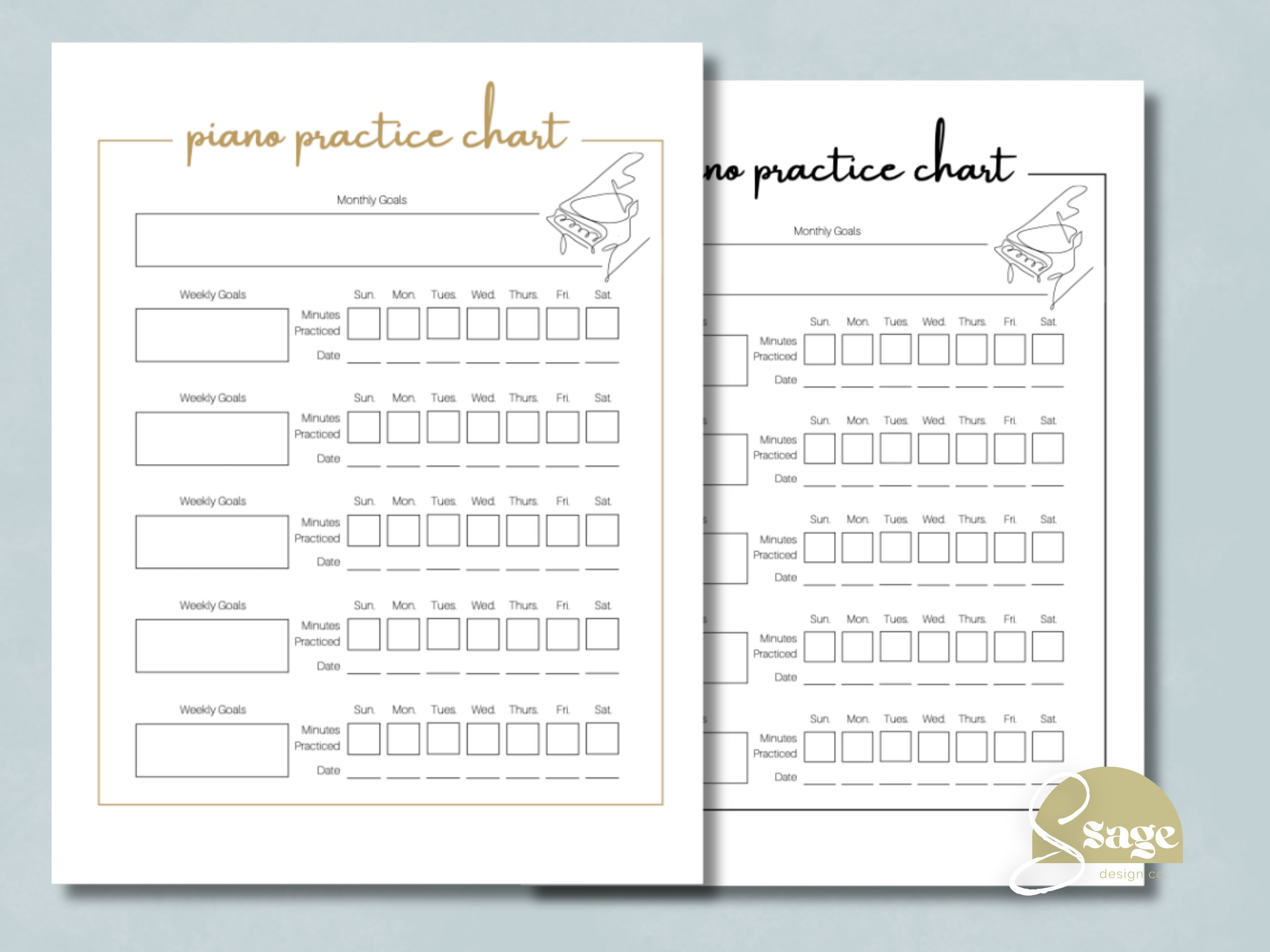 Piano Practice Chart Piano Practice for Kids Piano Teacher Piano ...