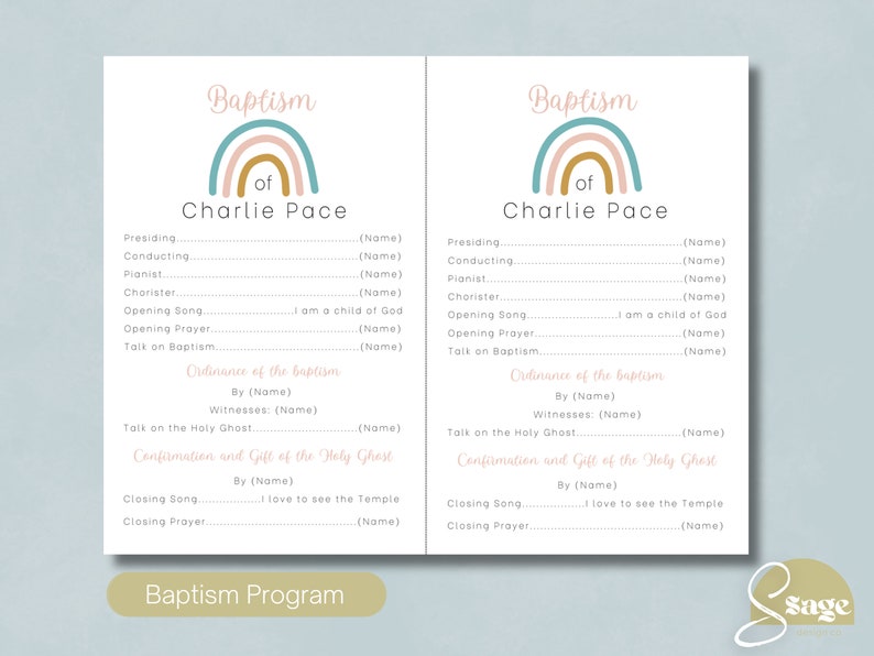 LDS Baptism Program Template | Easy Baptism Template | LDS Baptism ...