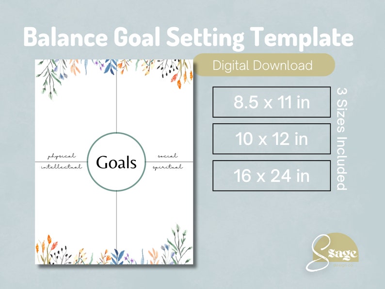 Balance Goal Setting Digital Download Youth and Kids Goal Setting ...