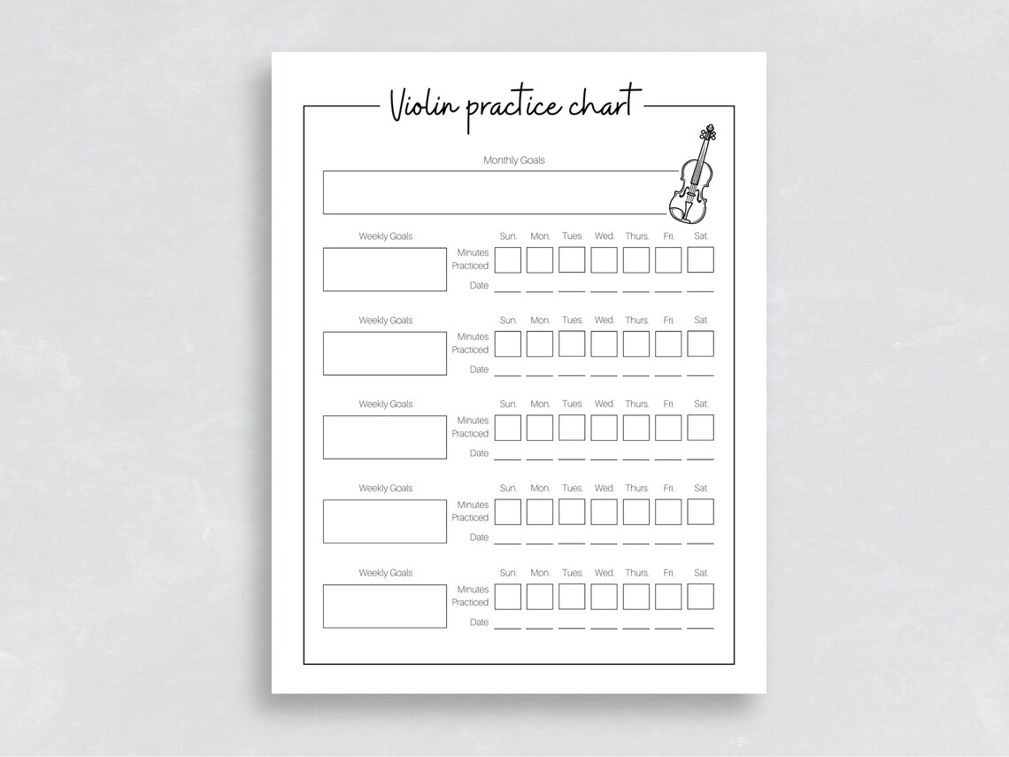 Violin Practice Chart | Violin Practice for Kids | Violin Teacher ...