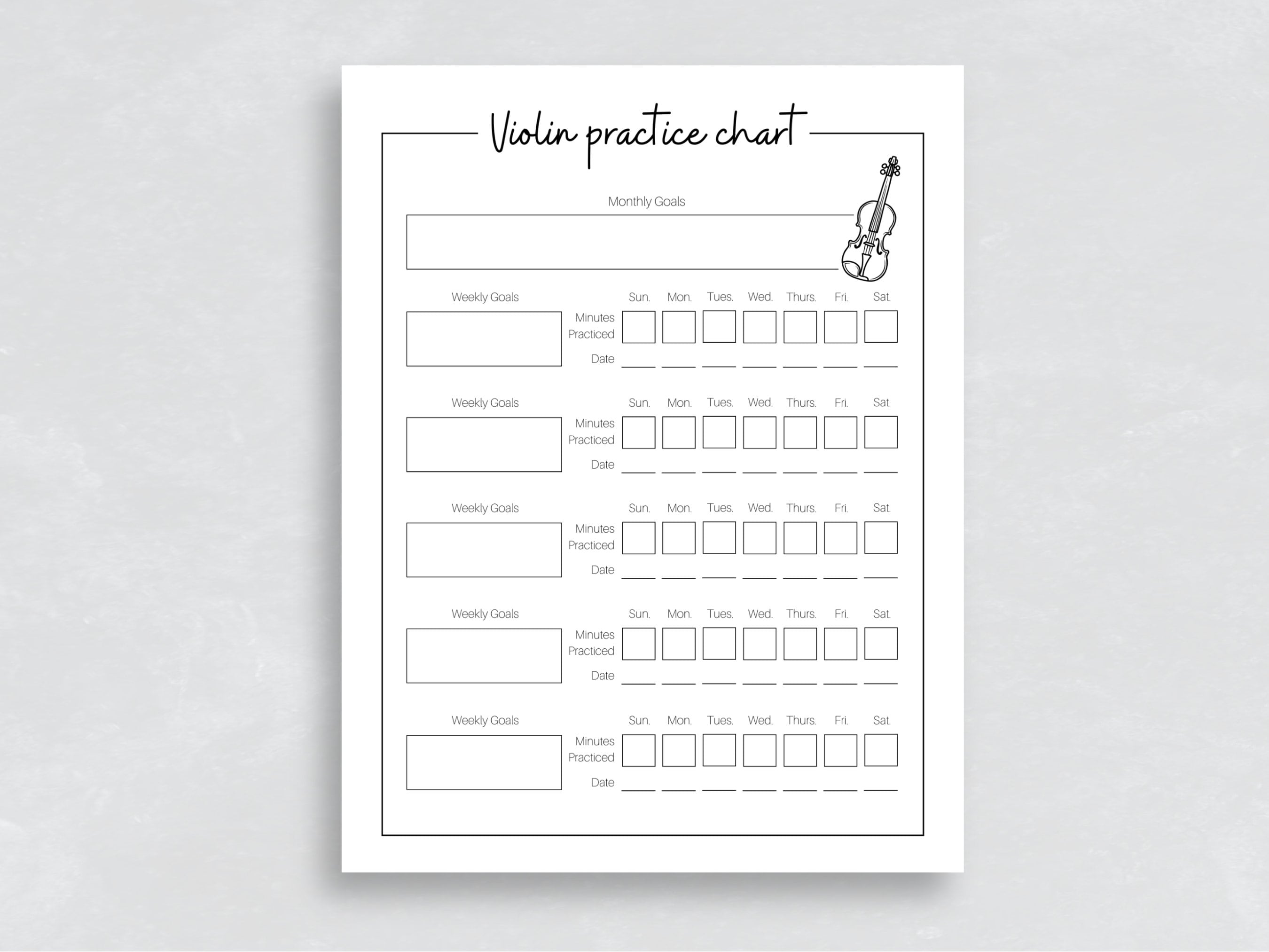 Violin Practice Chart | Violin Practice for Kids | Violin Teacher ...