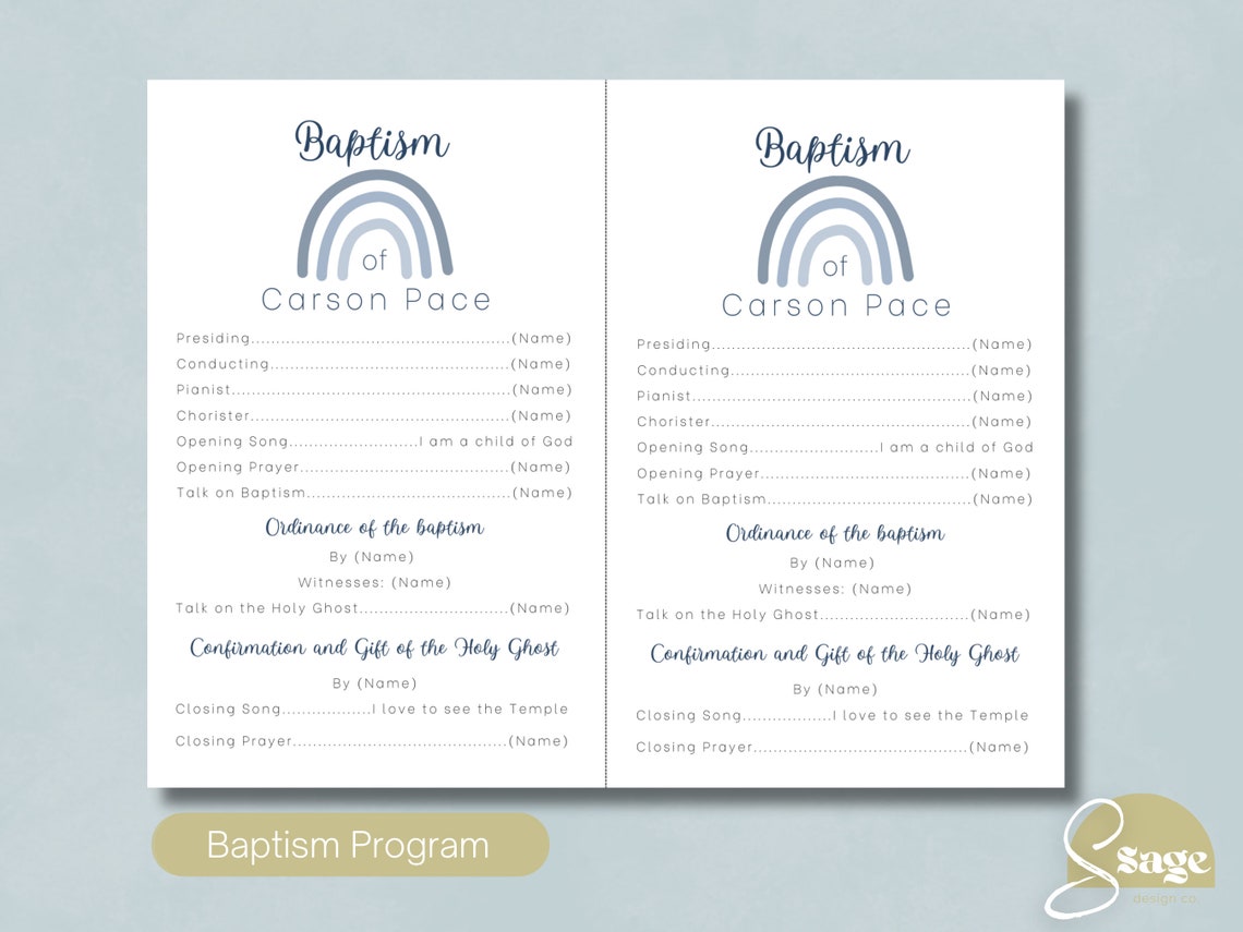 LDS Baptism Program Template | Easy Baptism Template | LDS Baptism ...