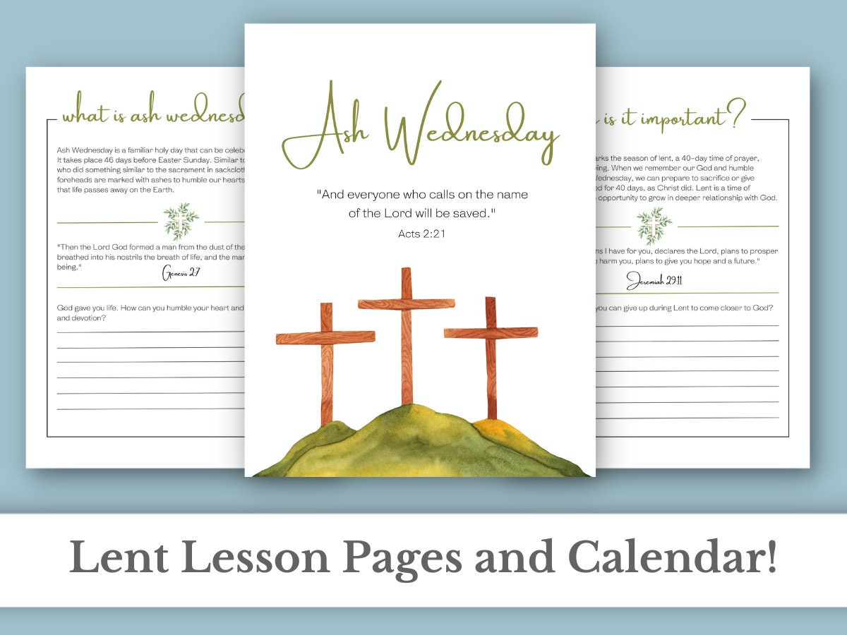 Lent Lesson Activity Pages 11 Pages Ash Wednesday Lent Calendar Kids ...