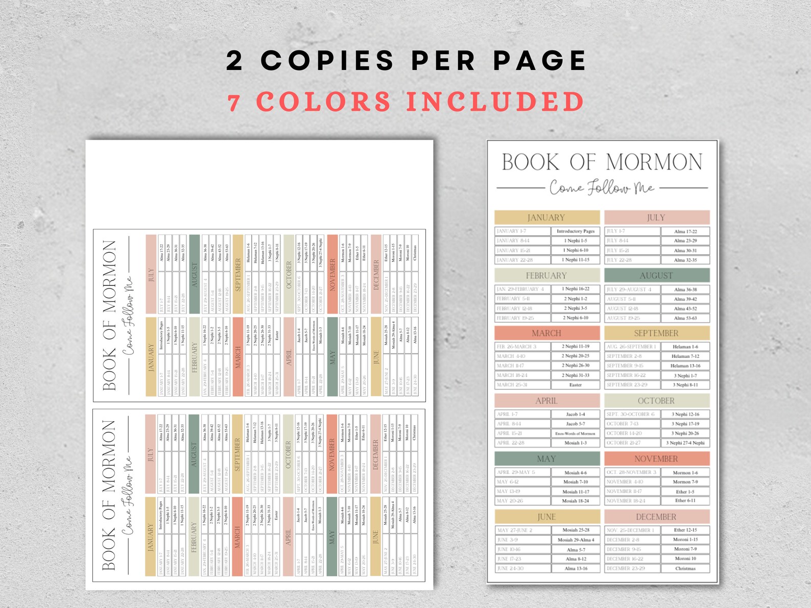 Come Follow Me Book of Mormon Reading Schedule Handout | Variety Pack | Come Follow Me 2024 ...