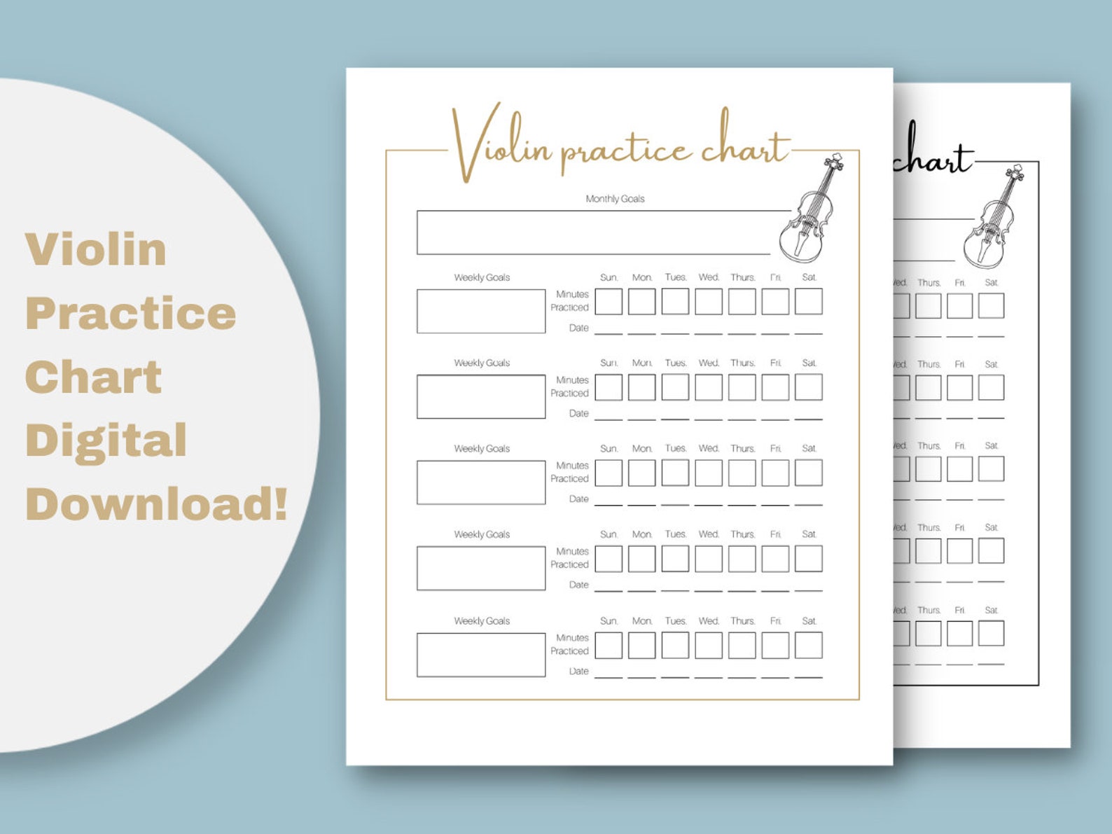 Violin Practice Chart Violin Practice for Kids Violin - Etsy