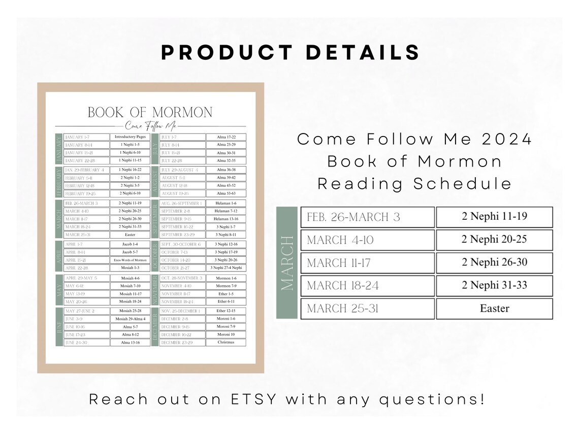 Come Follow Me Book of Mormon Reading Schedule | Come Follow Me 2024 | Come Follow Me | LDS Bofm ...