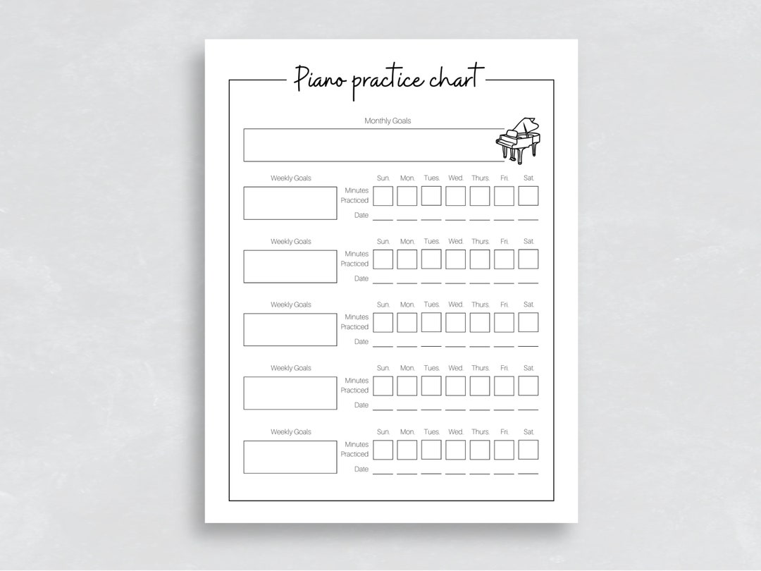 Piano Practice Chart | Piano Practice for Kids | Piano Teacher | Piano ...