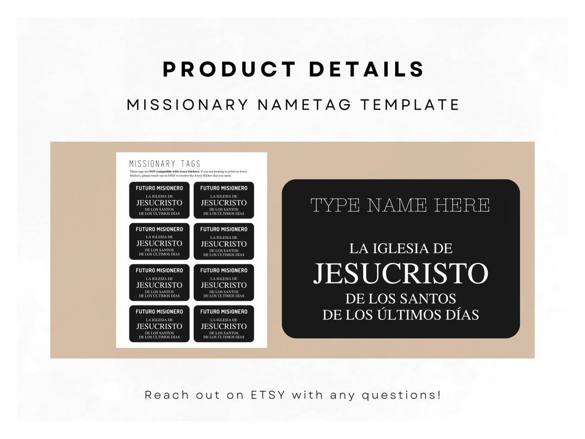 Spanish Missionary Tag | Missionary Name Tag PDF | LDS Missionary Kids ...