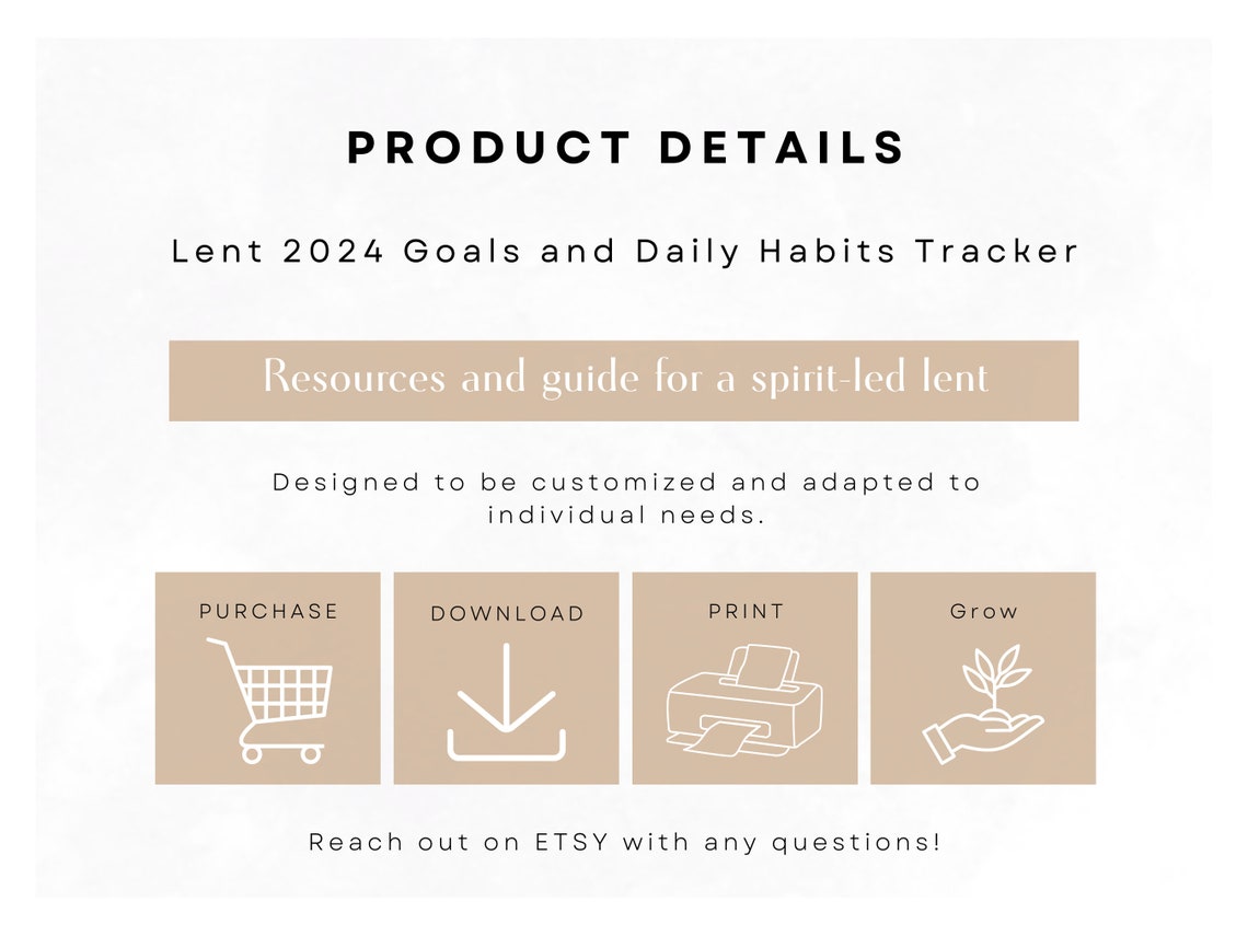 40 Days of Lent Goal Tracker 2024 | Daily Lent | Lenten Planner | 40 ...