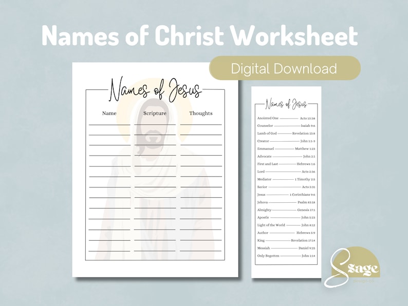 Names of Christ Worksheet | Names of Christ Bible Lesson | Names of ...