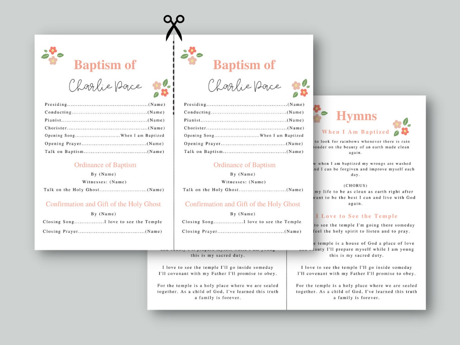 LDS Baptism Program Template | Easy Baptism Template | LDS Baptism ...