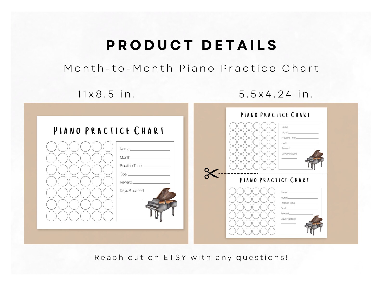 Piano Practice Chart Piano Practice for Kids Piano Teacher Piano ...