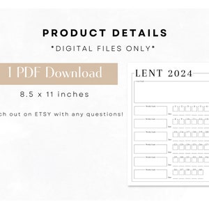 40 Days of Lent Goal Tracker 2024 | Daily Lent | Lenten Planner | 40 ...