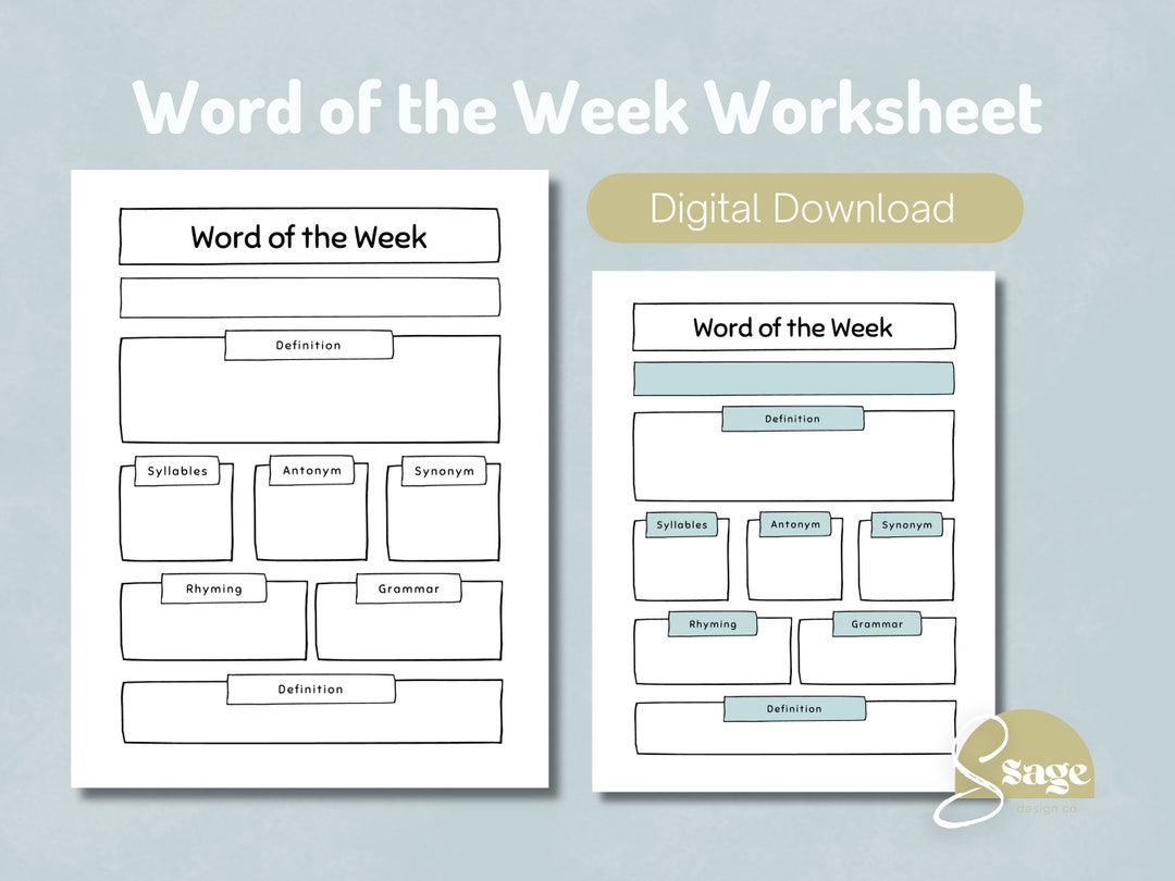 Word of the Week Vocabulary Practice Elementary School Vocabulary ...
