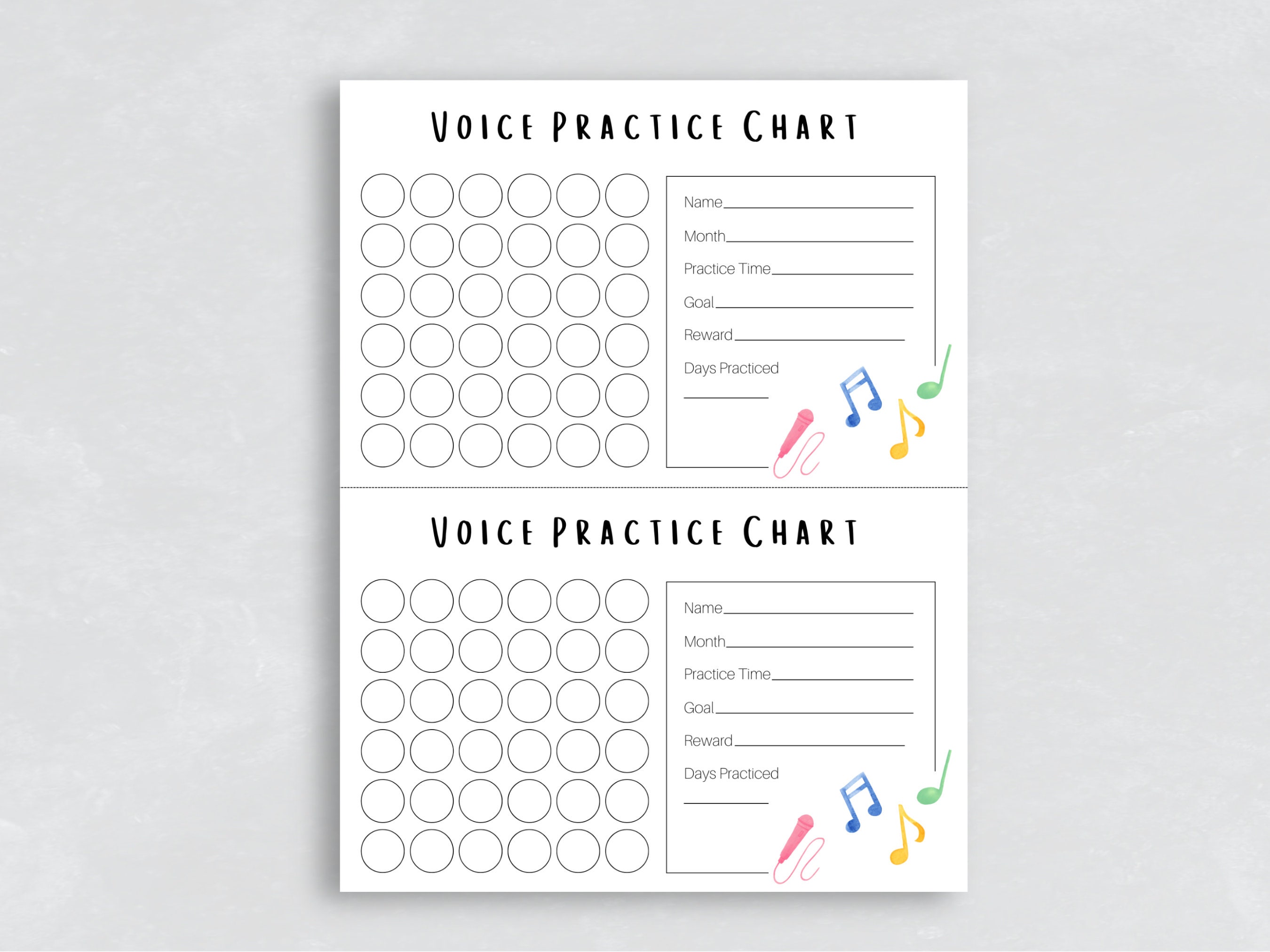 Voice Practice Chart | Singing Practice for Kids | Voice Teacher ...