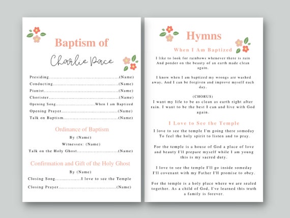 Lds Baptism Program Template Microsoft Word Free Printable,