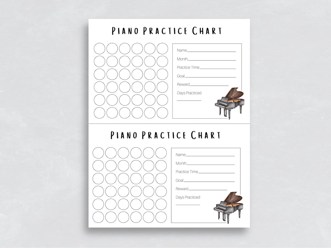 Piano Practice Chart | Piano Practice for Kids | Piano Teacher | Piano ...