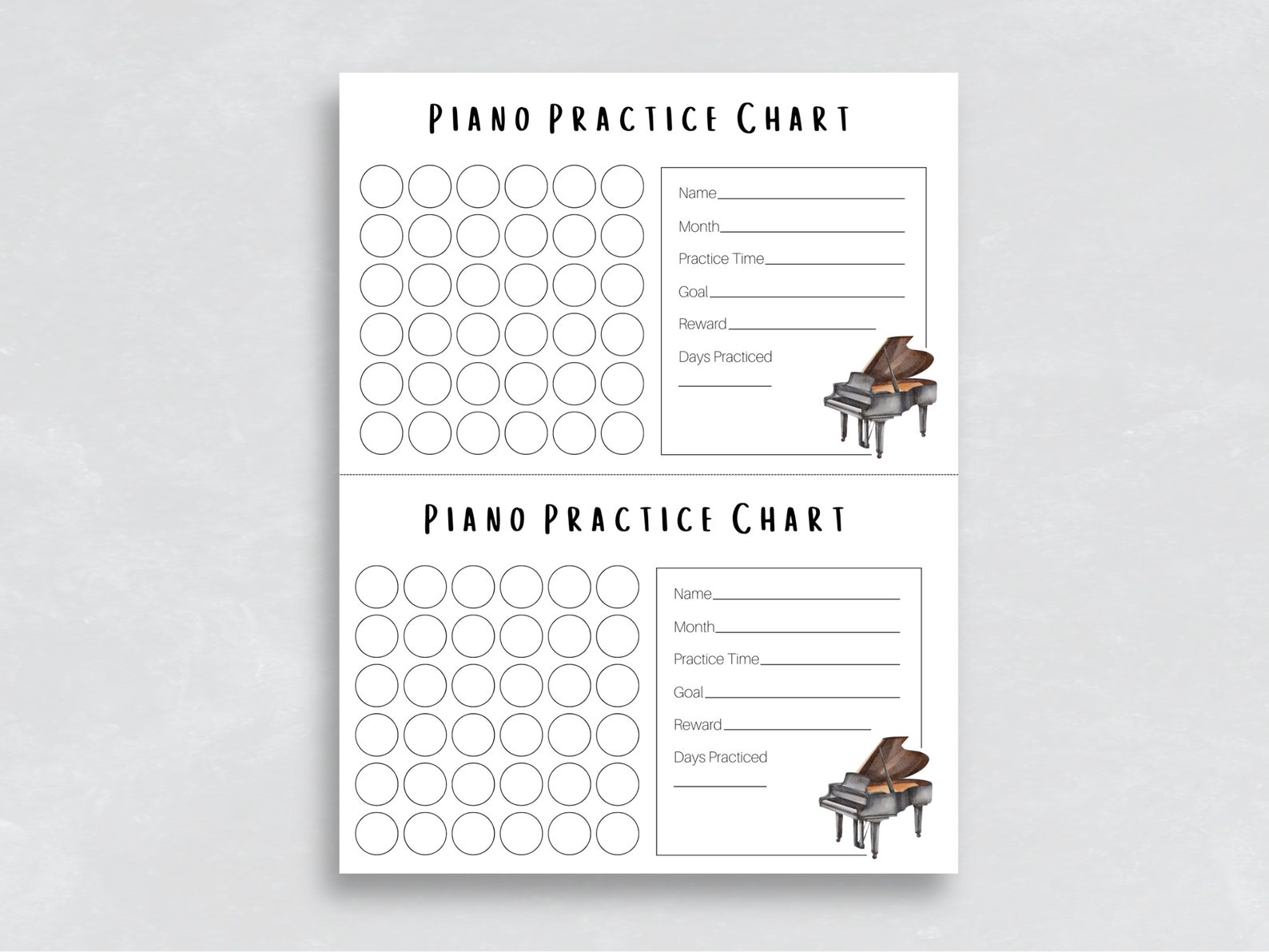 Piano Practice Chart | Piano Practice for Kids | Piano Teacher | Piano ...