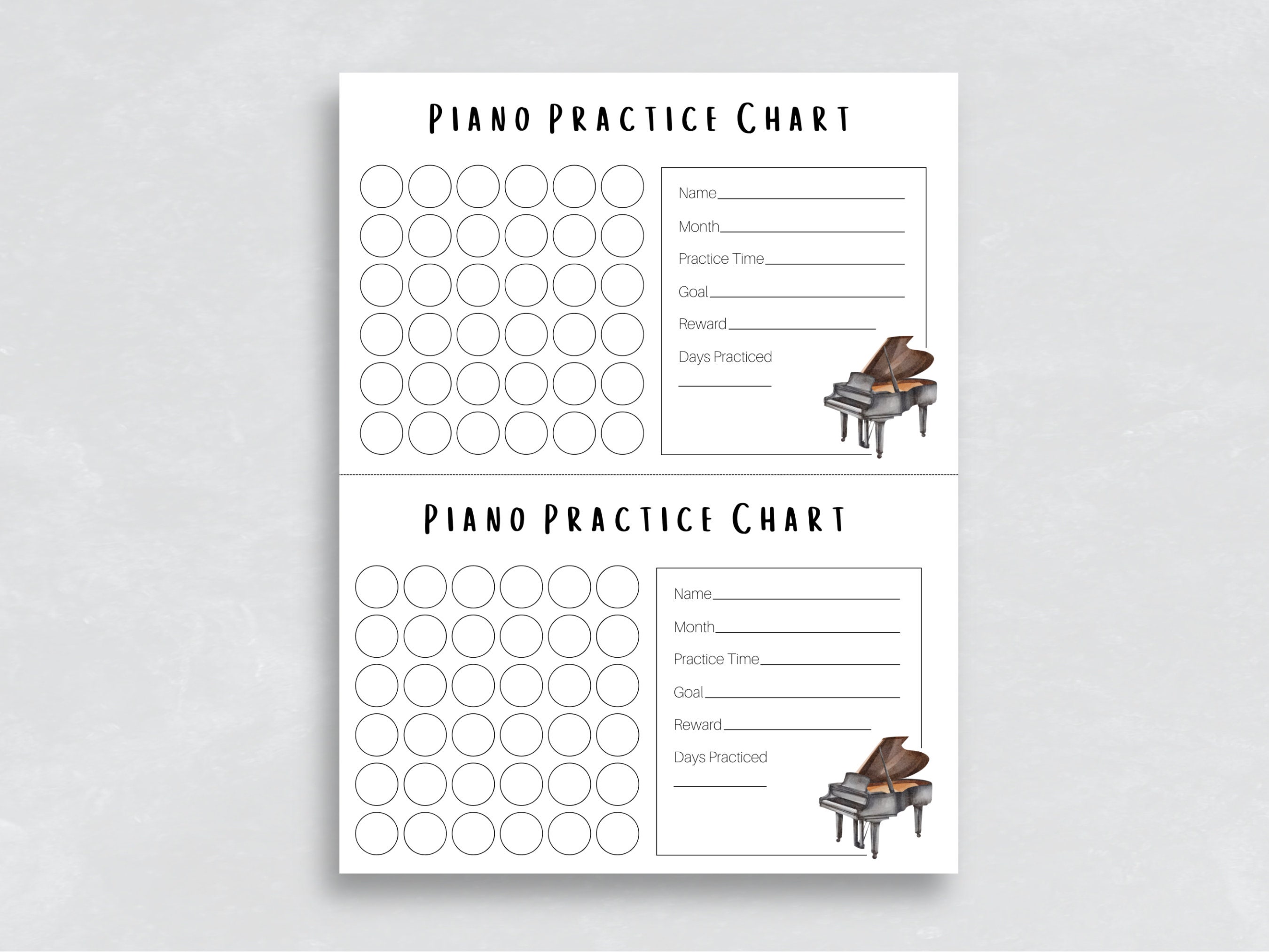 Piano Practice Chart | Piano Practice for Kids | Piano Teacher | Piano ...
