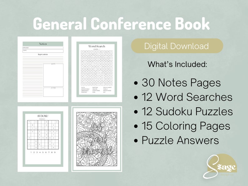 General Conference Youth and Adult Packet | Notes | Sudoku | Word ...