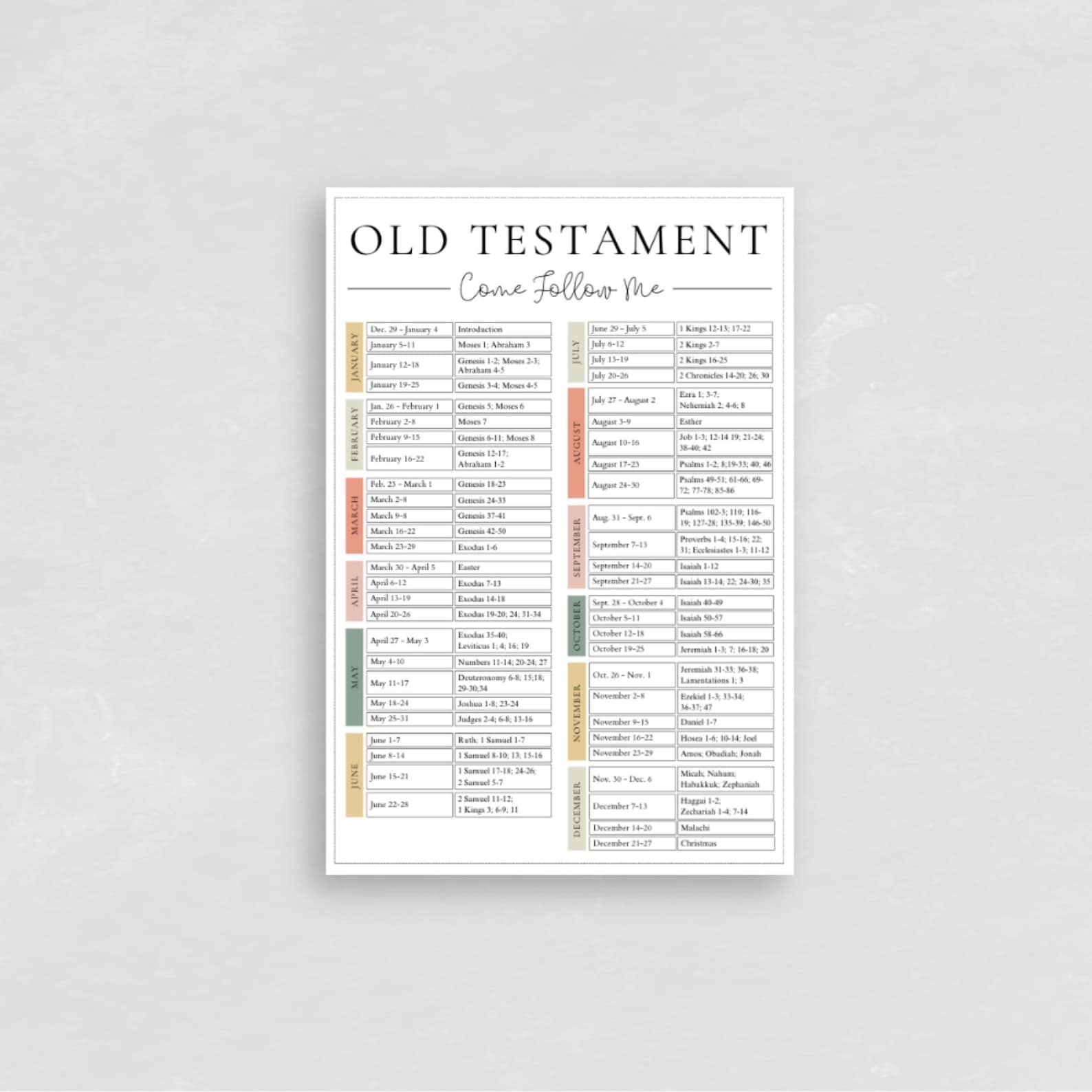 Handout Come Follow Me Old Testament Reading Schedule | Come Follow Me ...