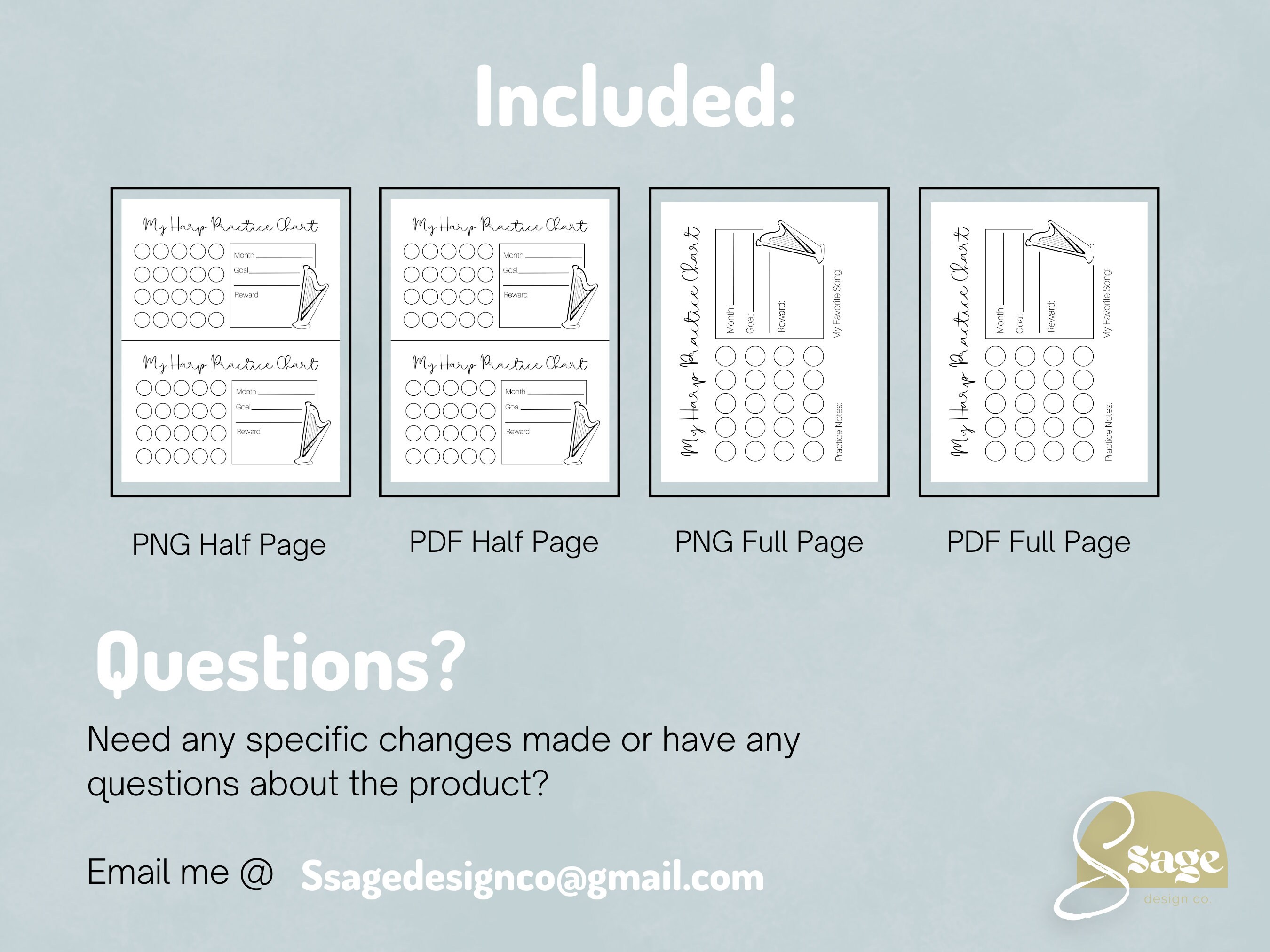 Harp Practice Chart Harp Practice for Kids Harp Teacher Harp Lessons ...