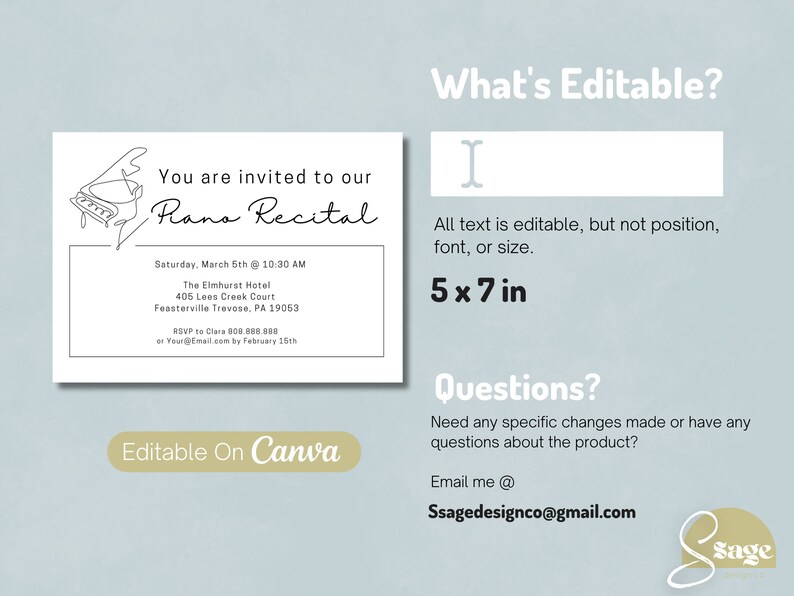 Piano Recital Editable Template Download Music Recital - Etsy