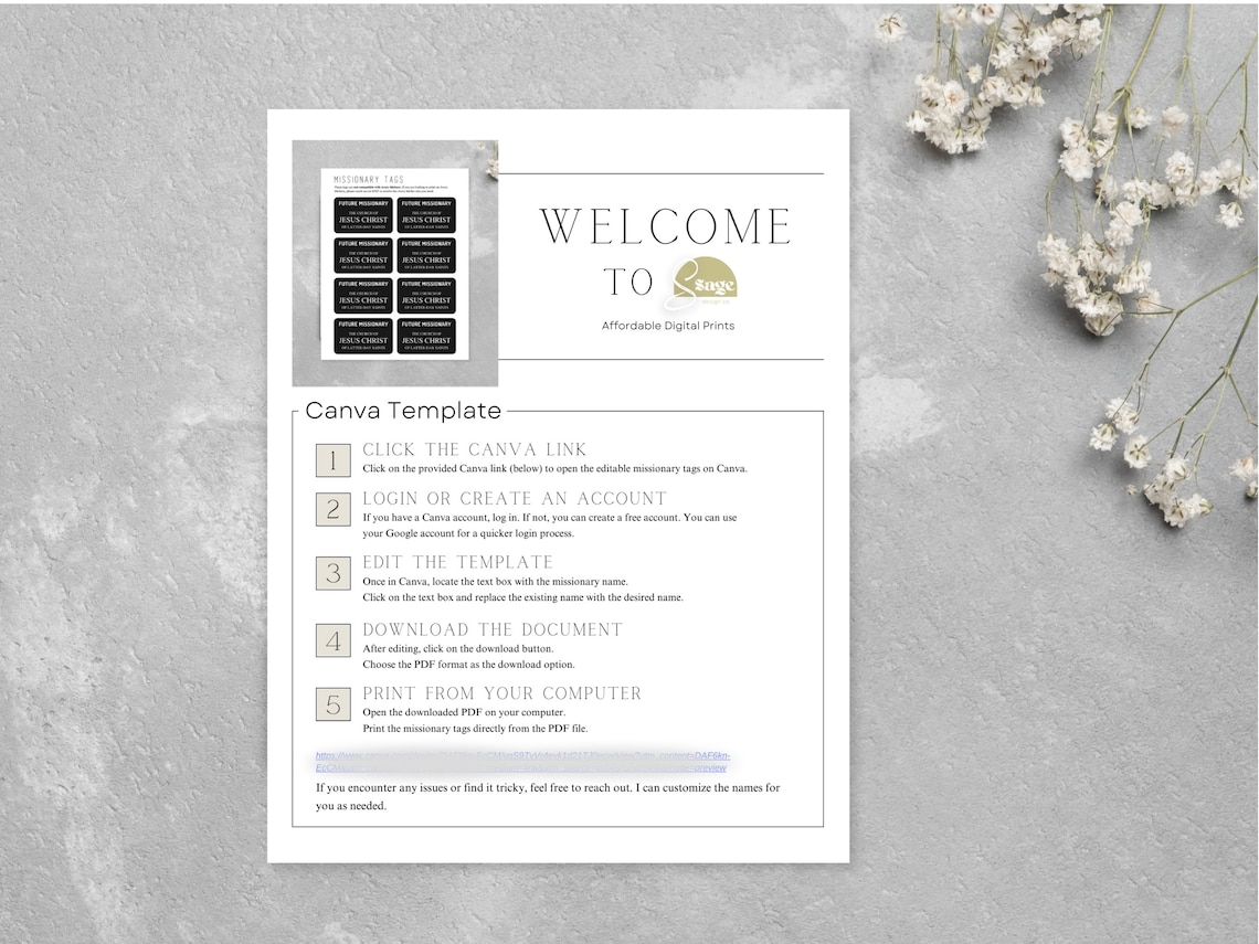 LDS Missionary Tag Template + PDF | Future Missionary | Missionary Name ...