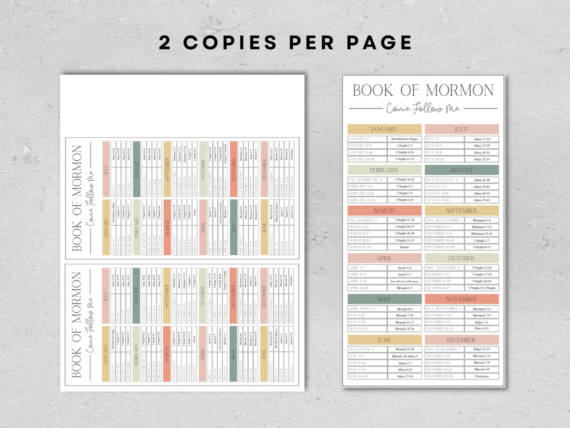 Come Follow Me Book of Mormon Reading Schedule Handout| Come Follow Me 2024 | Come Follow Me ...