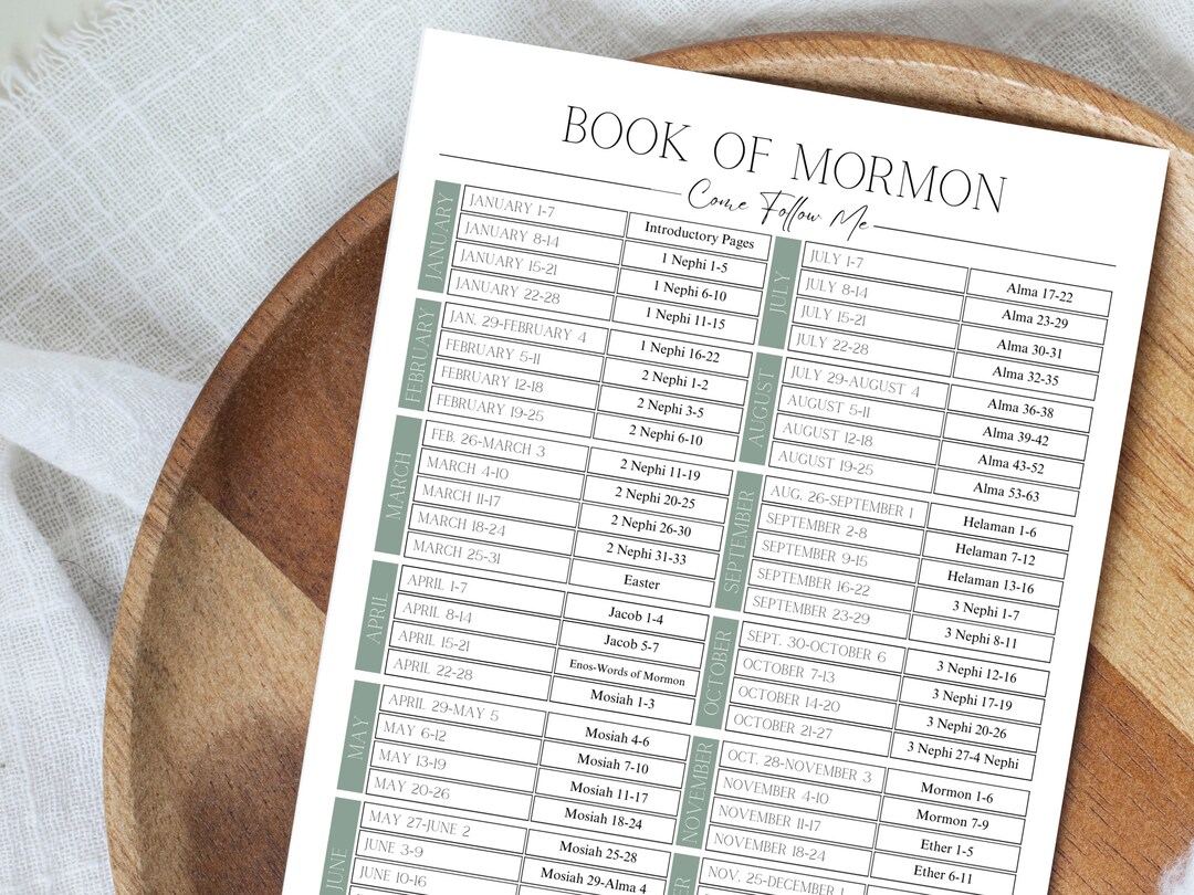 Come Follow Me Book of Mormon Reading Schedule Come Follow - Etsy