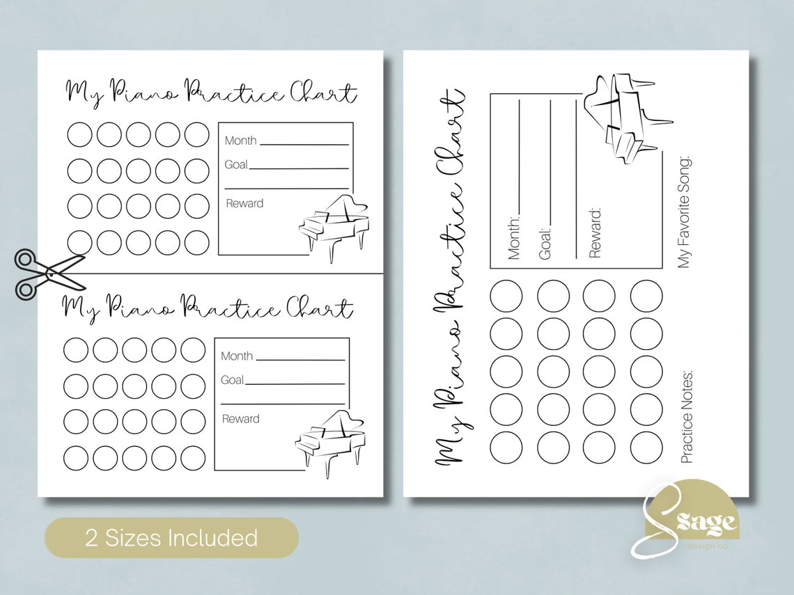 Piano Practice Chart Piano Practice for Kids Piano Teacher Piano ...